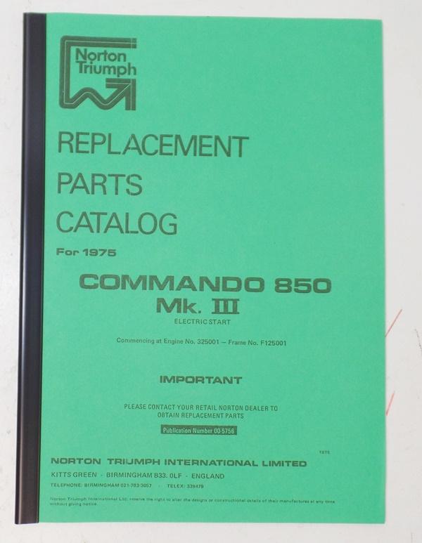 Norton Commando 850 Mk.III 1975 Parts Catalogue Copy | BRITISH Only ...