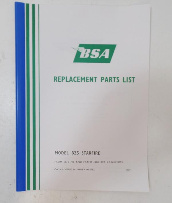 BSA B25 Starfire Teilebuch 1969 | BRITISH Only Austria Fahrzeughandel GmbH