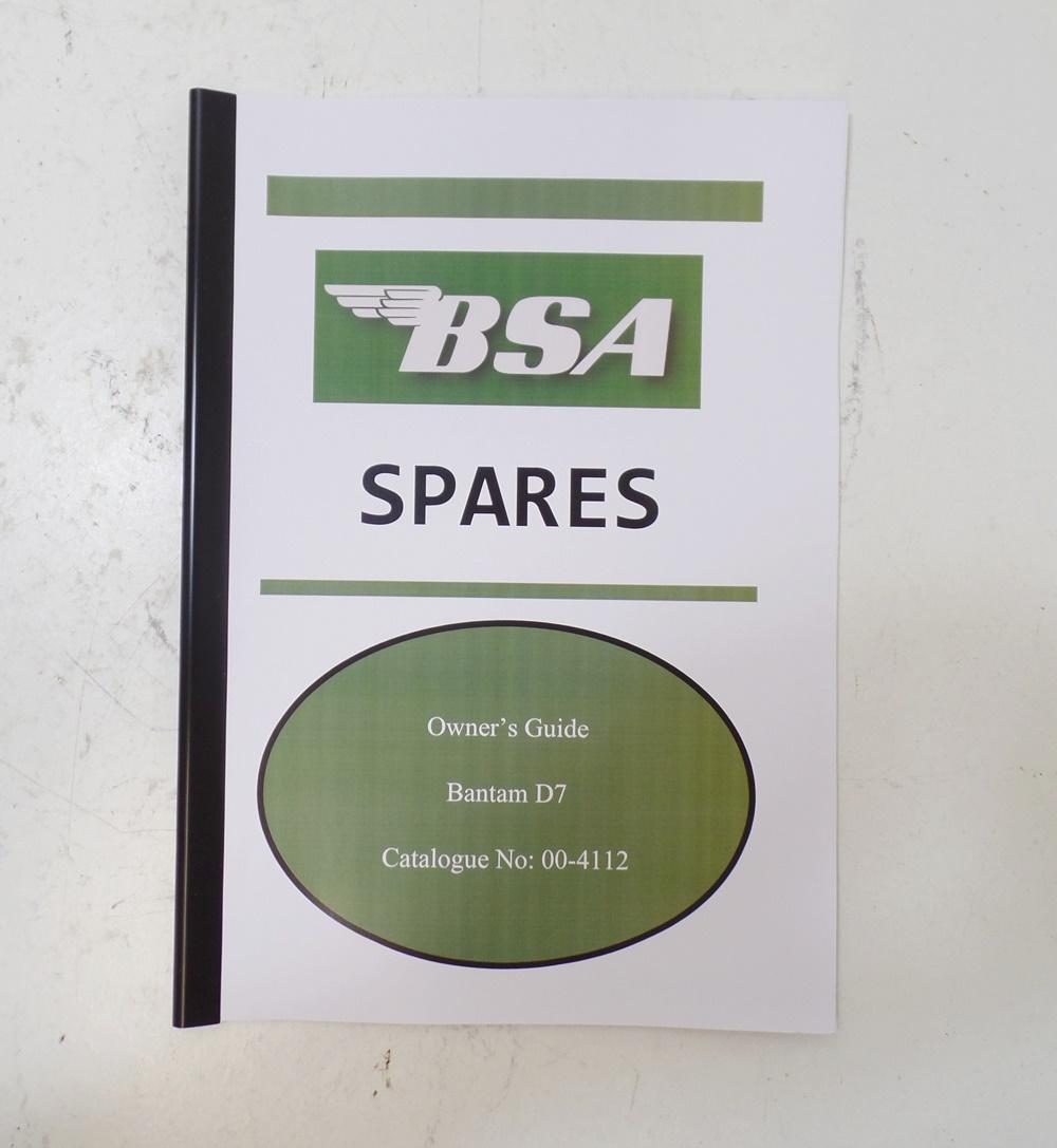 BSA D7 Bantam Super Instruction Manual Book Copy | BRITISH Only Austria ...