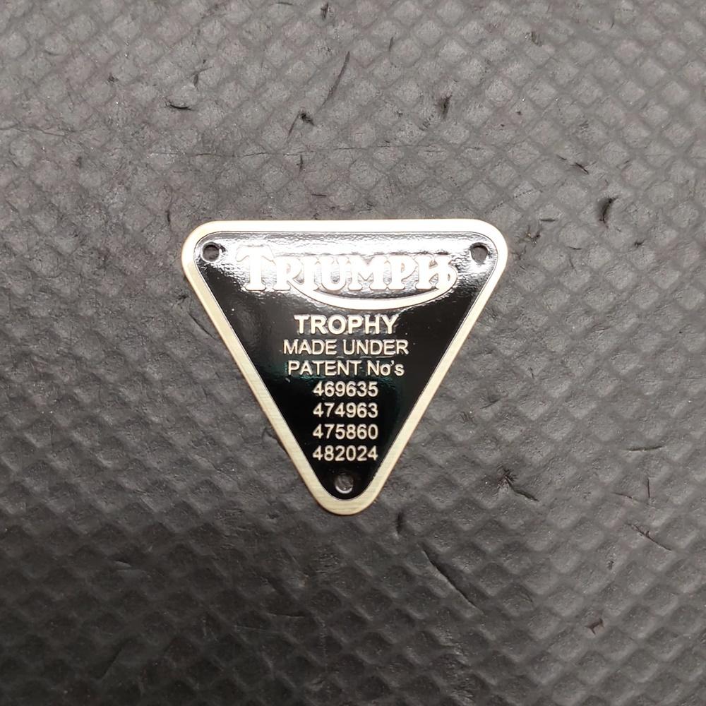 Triumph Patent Plate Marked Trophy Gold | BRITISH Only Austria ...