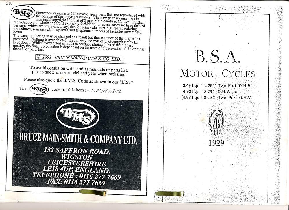BSA Motorcycles Riding Instructions for L29. S29. 1929 Kopie ...
