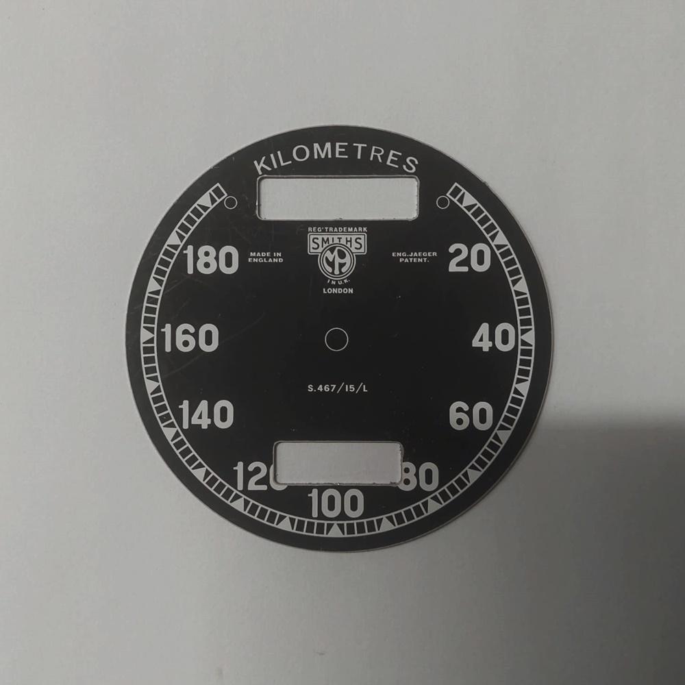Tachometer Ziffernblatt Plastik Smiths Jaeger Patent 20-180 km/h Alu ...
