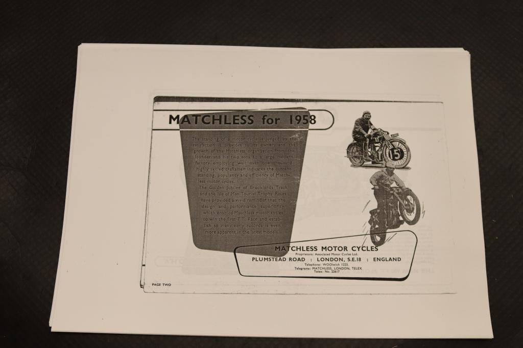 Matchless 1958 Catalogue copy | BRITISH Only Austria Fahrzeughandel GmbH