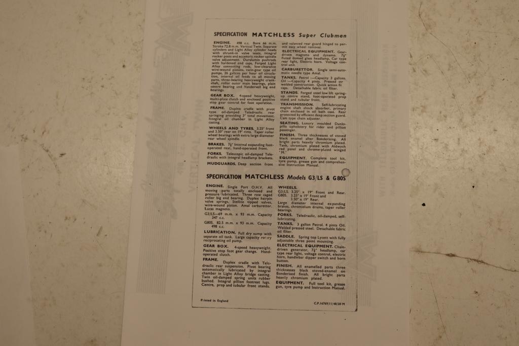 Matchless Clubman Catalogue 1949 copy | BRITISH Only Austria ...