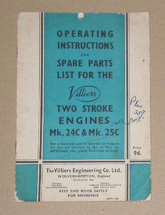 Villiers Instructions & Spare Parts list/Two Stroke Engines Mk. 24C ...