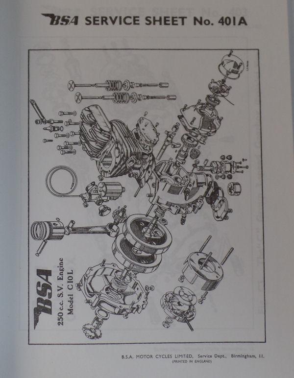 BSA C10L 250 SV Service Sheet / Instruction Book Copy | BRITISH Only ...
