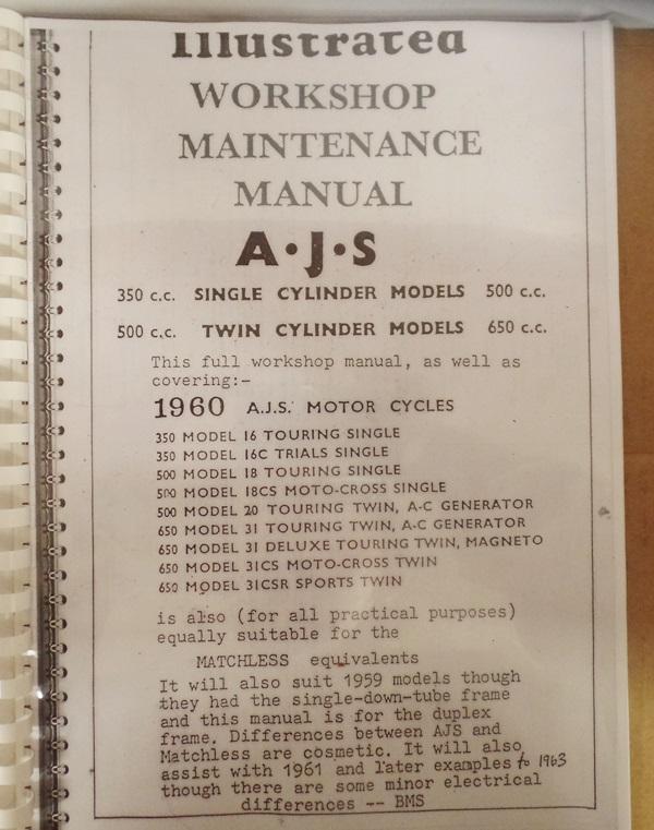 AJS Workshop Maintenance Manual Copy 1960 650c.c. 500c.c. | BRITISH Only Austria Fahrzeughandel GmbH