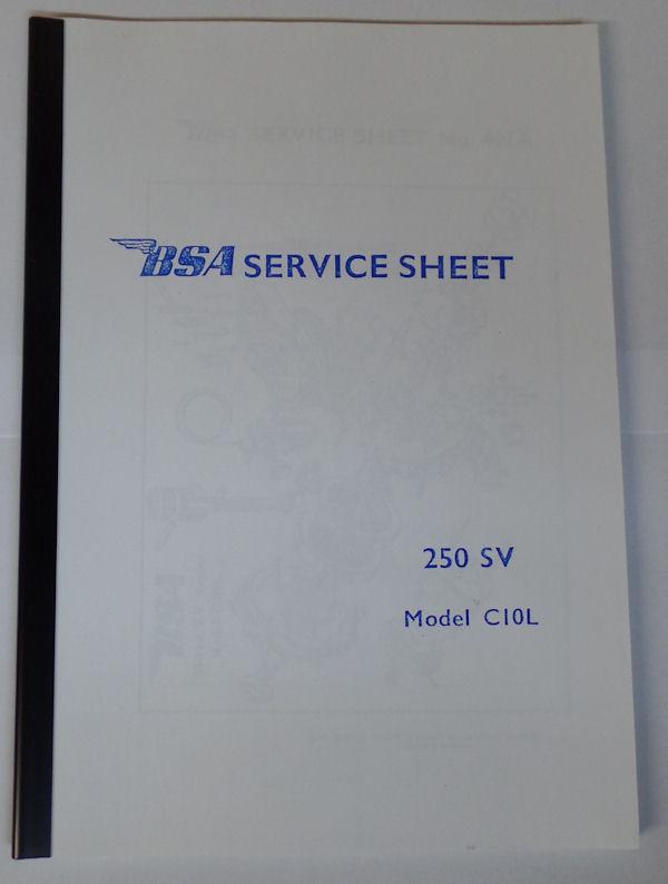 BSA C10L 250 SV Service Sheet / Instruction Book Copy | BRITISH Only ...