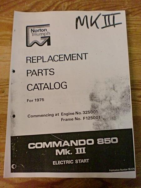 Norton Commando 850 Mk. III Replacement Parts Catalog Copy | BRITISH ...