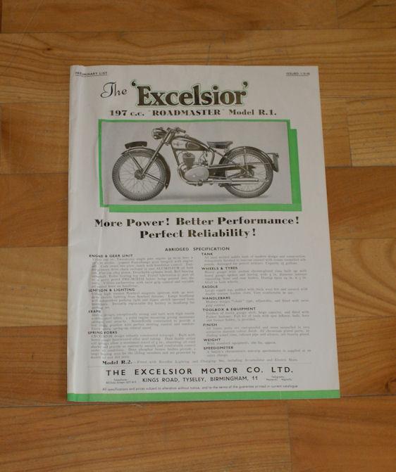 Excelsior 197 c.c. Roadmaster Model R.1. Brochure | BRITISH Only Austria Fahrzeughandel GmbH