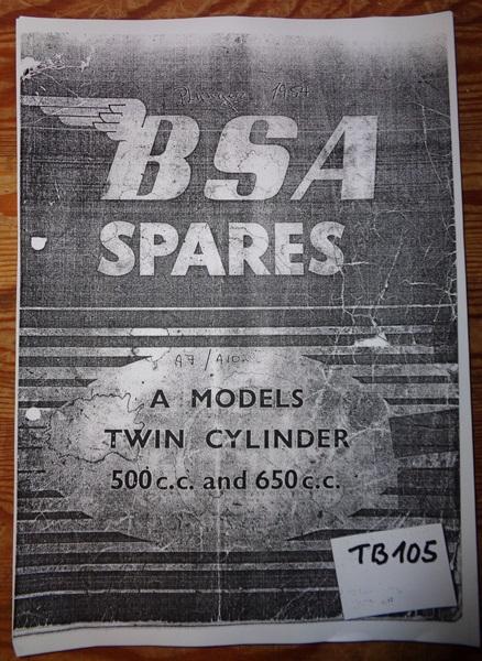 BSA Spare Parts Book Copy A Model A7/A10 500cc and 650cc 1949-53 ...